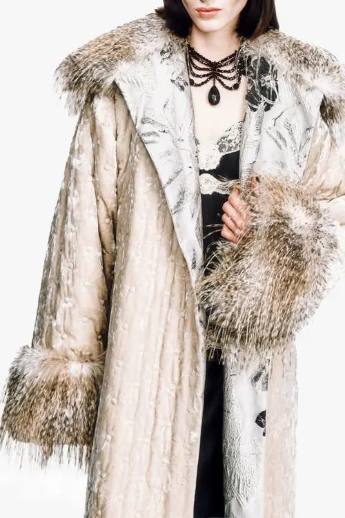Anna Sui Quilted Velvet Duster Coat
