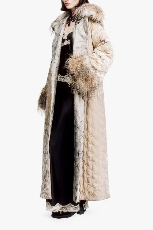 Anna Sui Quilted Velvet Duster Coat