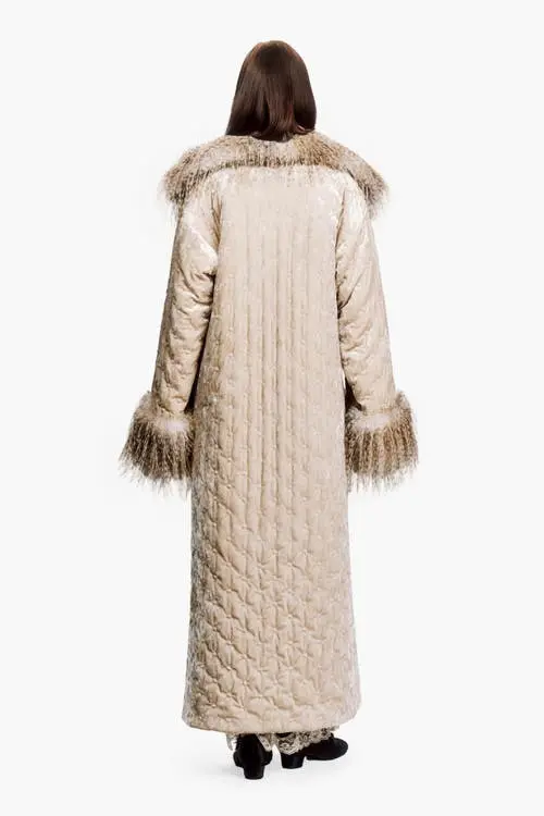 Anna Sui Quilted Velvet Duster Coat