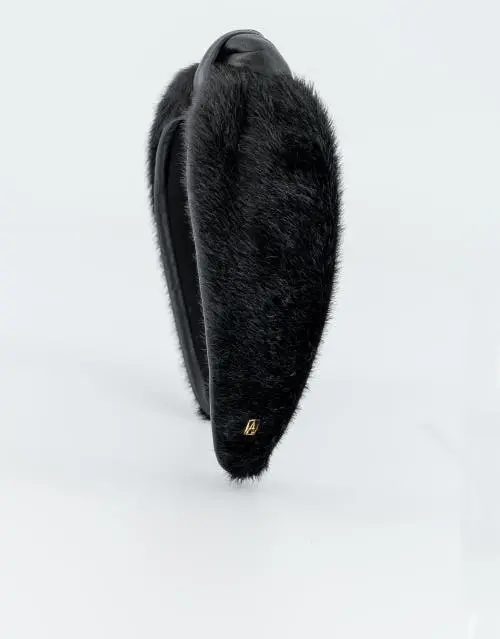 Alexandre De Paris Blizzard Faux Fur And Leather Headband - Black
