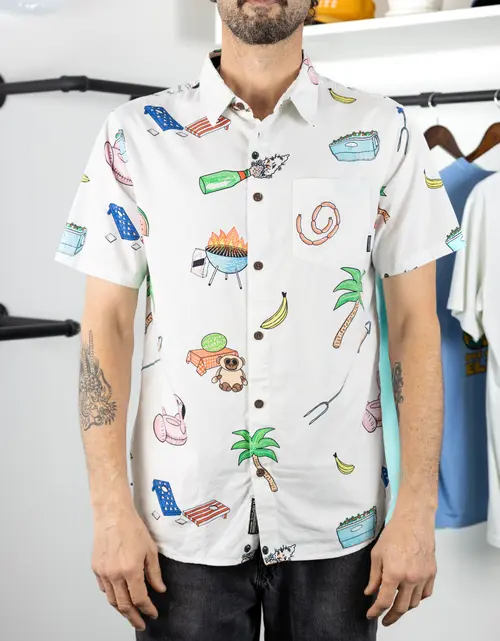 BAJA LLAMA The Bbq Shirt Short Sleeve Button Up Shirt