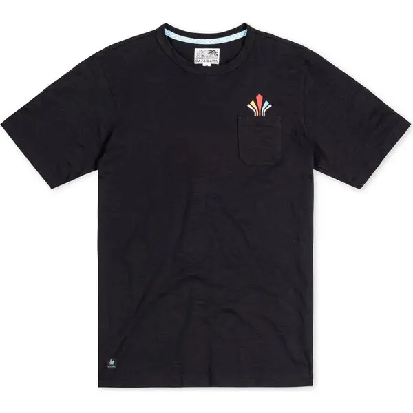 BAJA LLAMA Retro League Slub Pima Pocket Tee - Black