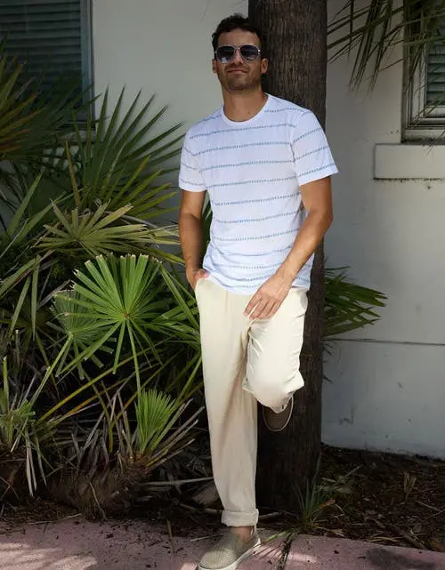 BAJA LLAMA Ivory Morris Code Onassis Jacquard Tee