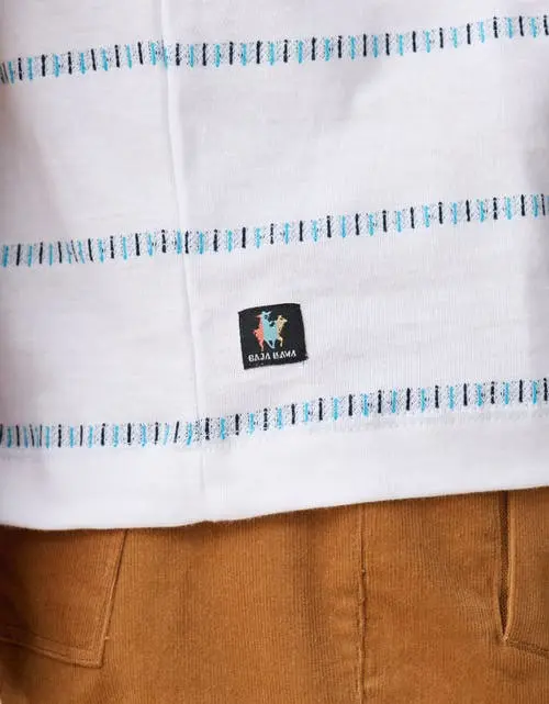 BAJA LLAMA Ivory Morris Code Onassis Jacquard Tee