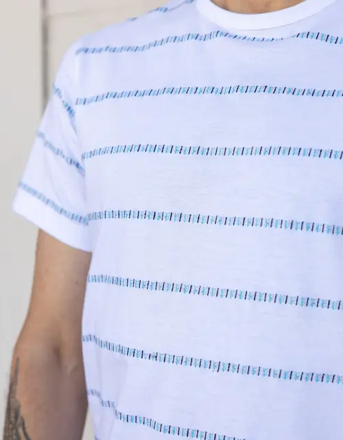 BAJA LLAMA Ivory Morris Code Onassis Jacquard Tee