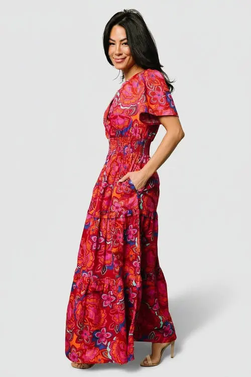 BALTIC BØRN Palmer Tiered Maxi Dress - Red