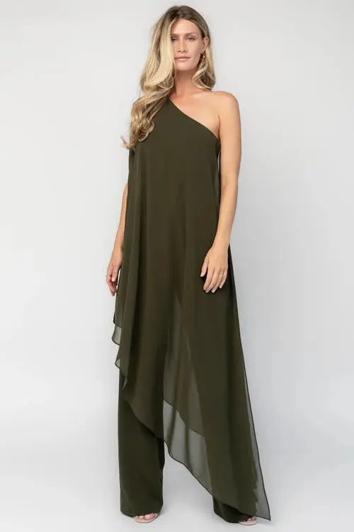 BALTIC BØRN Penthouse One Shoulder Jumpsuit - Olive