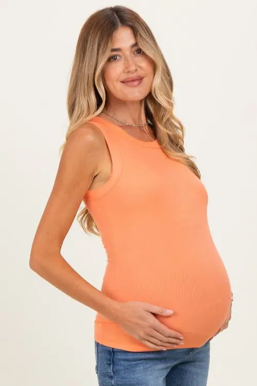 PINKBLUSH Ribbed High Neck Tank Top