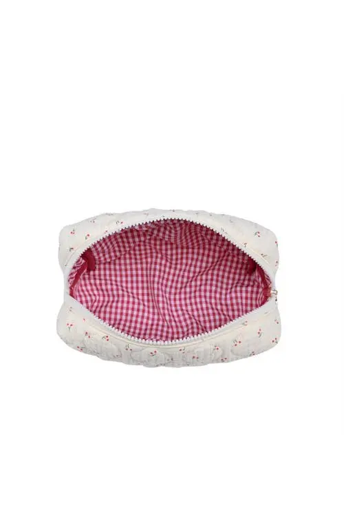 URBAN ESSENTIALS Quilted Keeper Cosmetic & Travel Organizer Pouch - Cherry