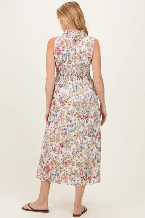 PINKBLUSH Garden Print Sleeveless Shirt Dress