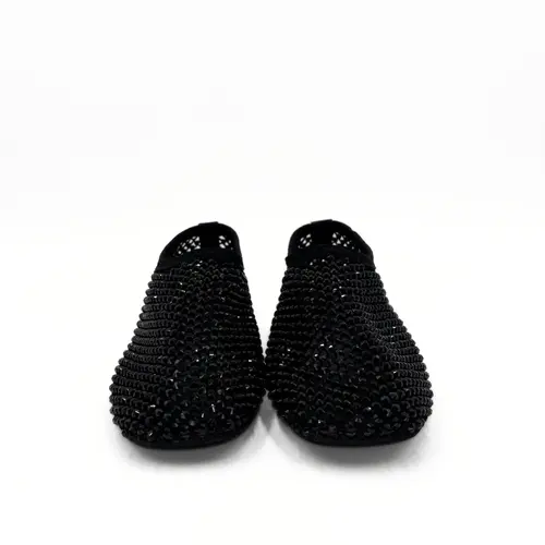 AMIE RAFA Delilah Rhinestone Mesh Flats - Black
