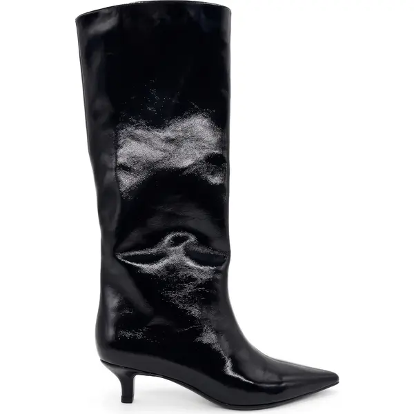 AMIE RAFA Ari Knee-high Glossed Leather Boots - Black