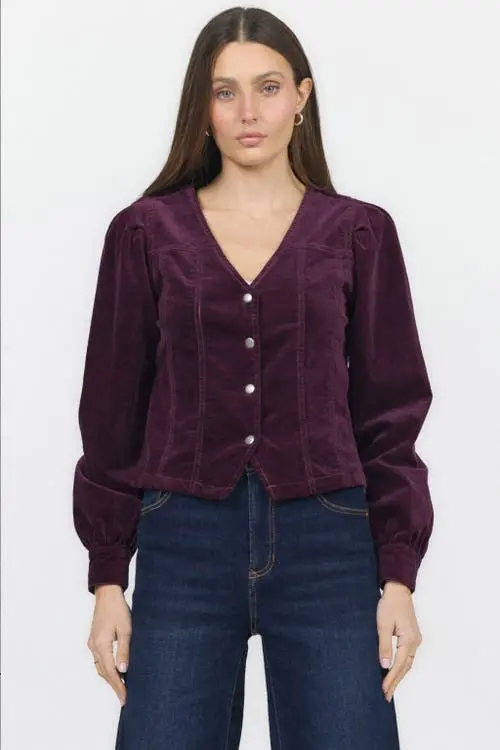 DEAR JOHN Marnie V-neck Corduroy Blouse