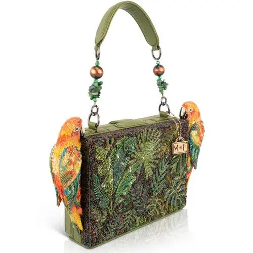 MARY FRANCES ACCESSORIES Feathered Friends Top Handle Handbag