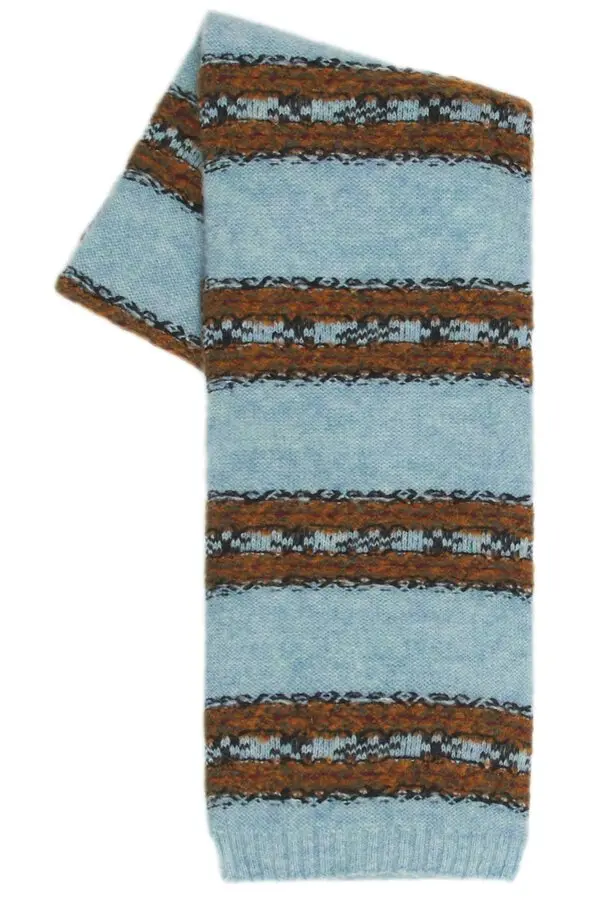 Dries Van Noten Team Scarf In Beige - Light Blue