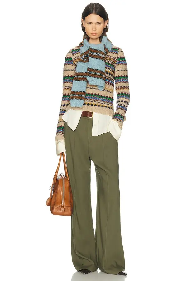 Dries Van Noten Team Scarf In Beige - Light Blue