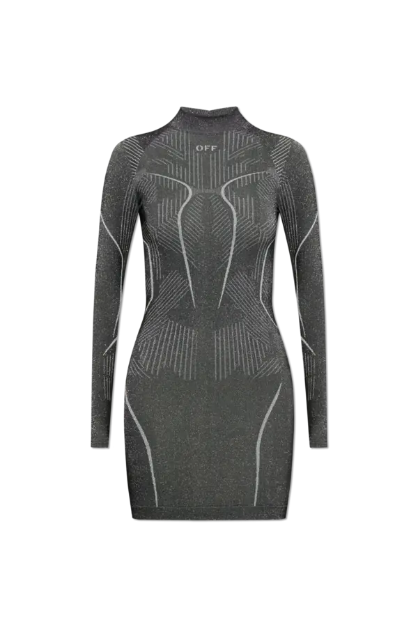 Off-White Lurex-knit Mini Dress - Grey