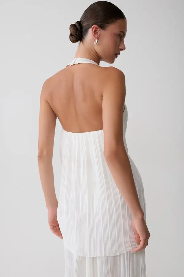 Meshki Jonah Halter Plisse Sleeveless Top