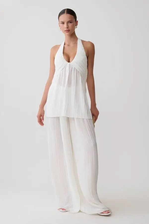 Meshki Jonah Halter Plisse Sleeveless Top