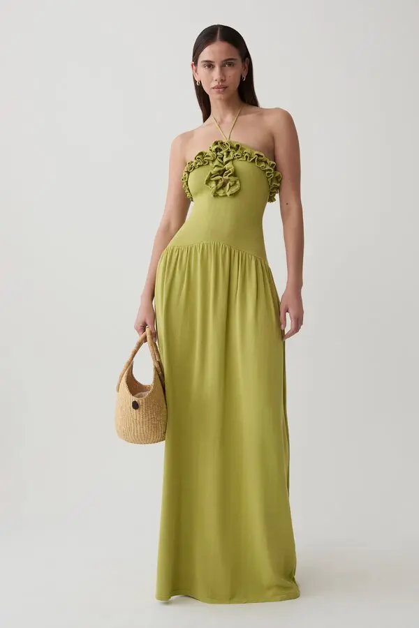 Meshki Tayler Ruffle Knit Maxi Dress
