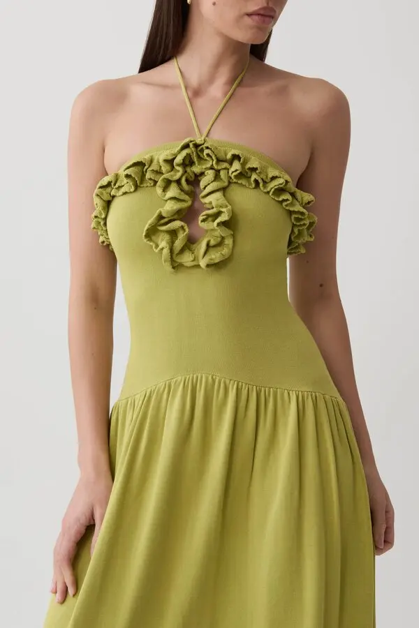 Meshki Tayler Ruffle Knit Maxi Dress