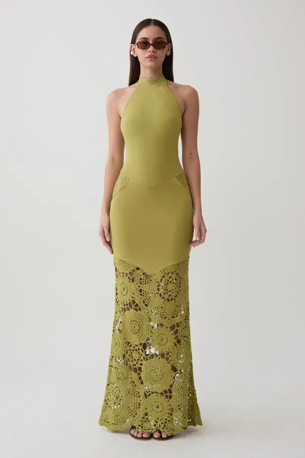 Meshki Clare Crochet Knit Maxi Dress