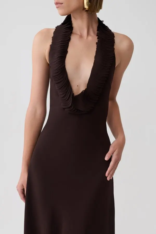 Meshki Floriane Chiffon Halter Maxi Dress