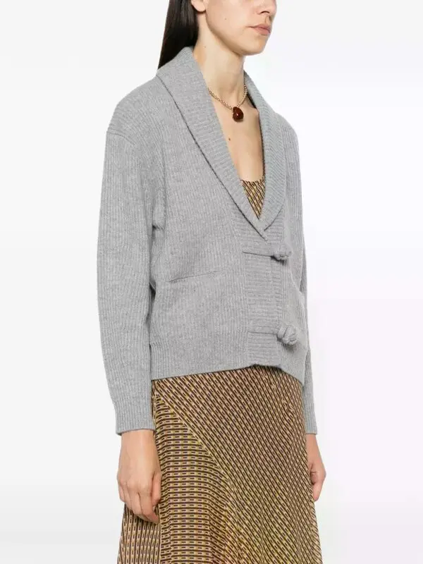 FORTE_FORTE Ribbed-knit Shawl-collar Cardigan