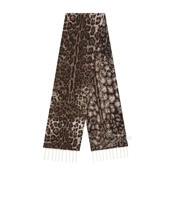 Dolce & Gabbana Leopard-jacquard Wool Stole - Multicolor
