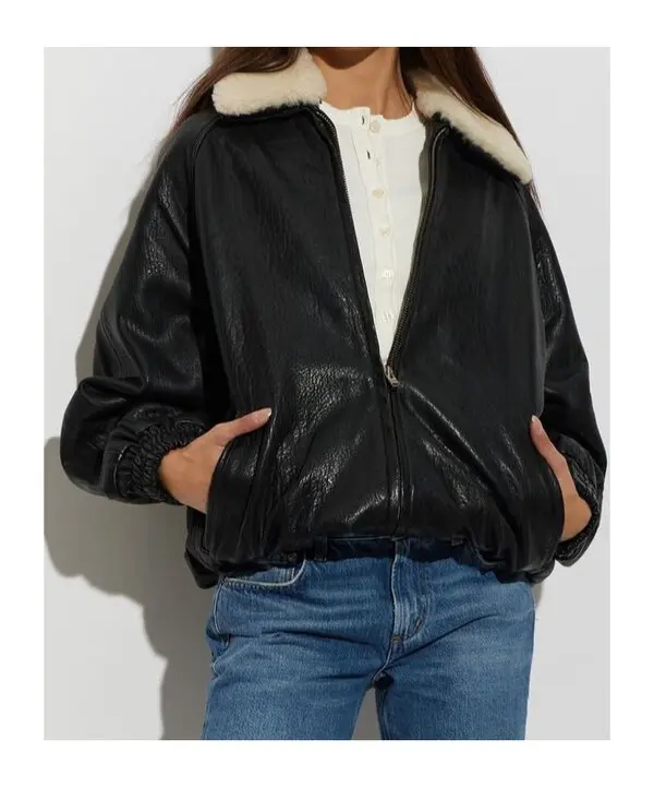 STAND STUDIO Zip-up Leather Bomber Jacket