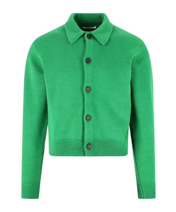 Auralee Button-up Collared Cardigan - Green
