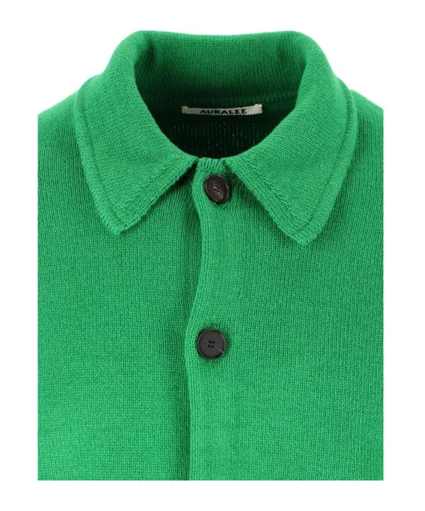 Auralee Button-up Collared Cardigan - Green