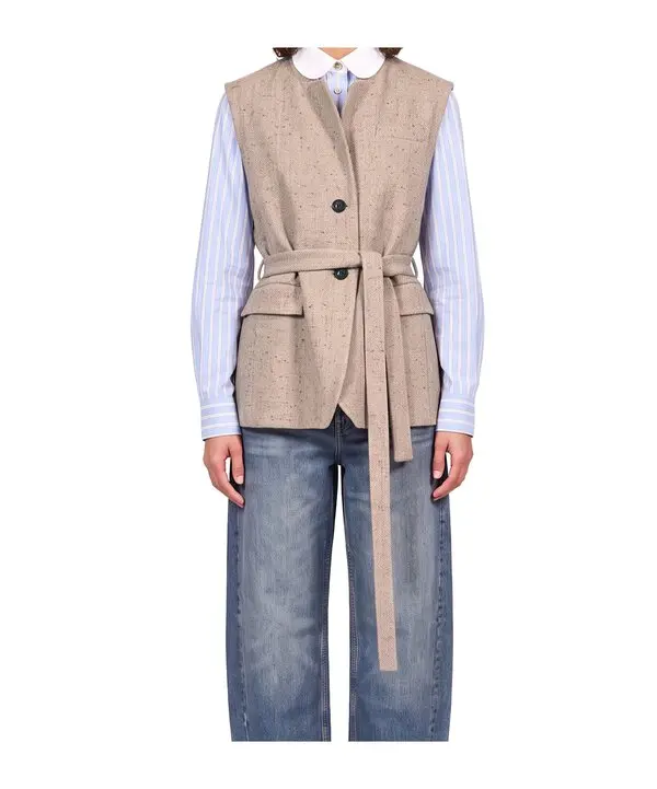 Antonelli Firenze Belted Herringbone Vest