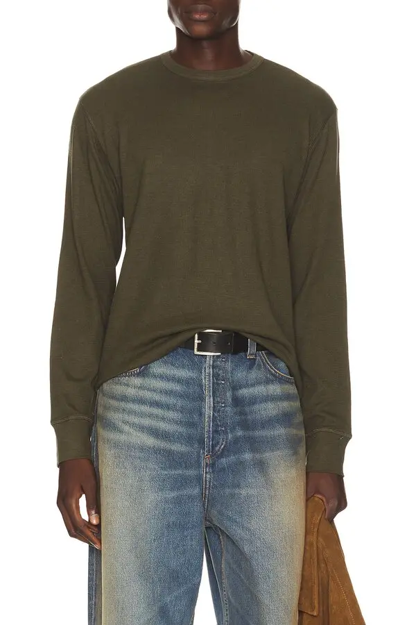SUNFLOWER Wool Waffle Long Sleeve Tee - Green