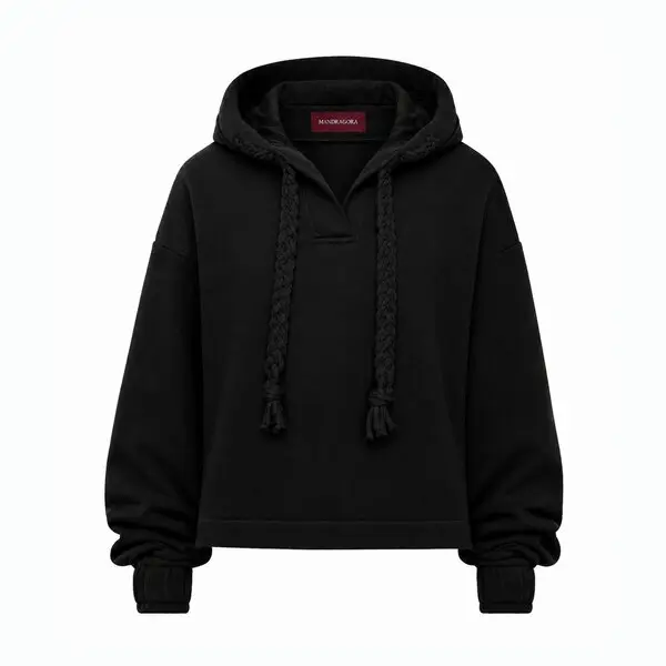 MANDRAGORA Oversized Cropped Hoodie Sento - Black