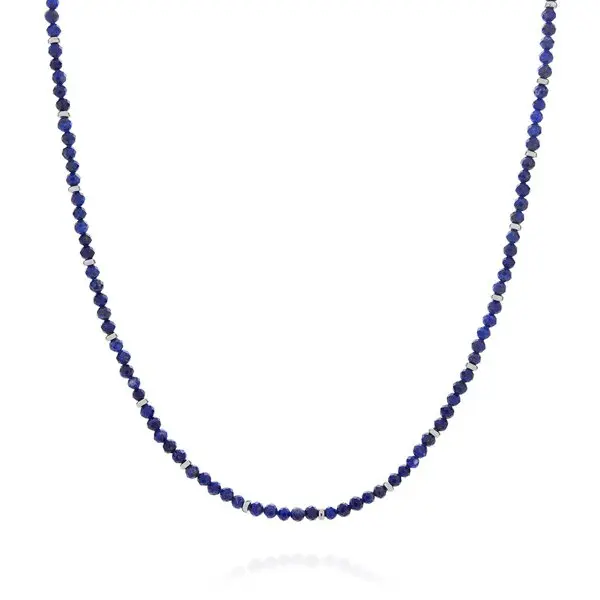 NELLOU JEWELLERY Lapis September Birthstone Orbit Necklace Sterling - Silver