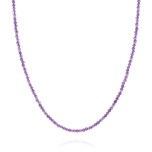 NELLOU JEWELLERY Amethyst February Birthstone Orbit Necklace Sterling