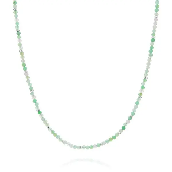 NELLOU JEWELLERY Chrysoprase May Birthstone Orbit Necklace Sterling - Silver