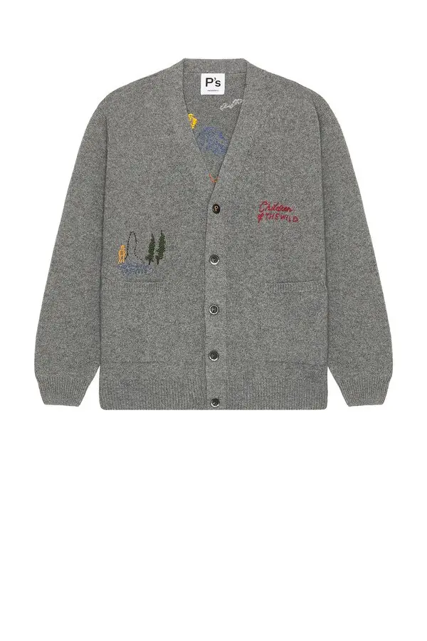 President's P's Wool Hand Embroidery Cardigan Sweater