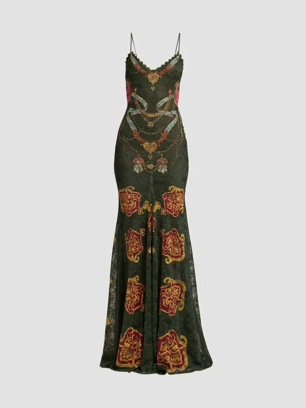 Etro Printed Wool Mermaid Gown