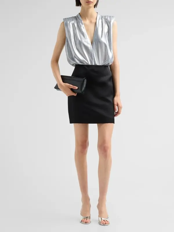 Ramy Brook Lucien Metallic V-neck Bodysuit