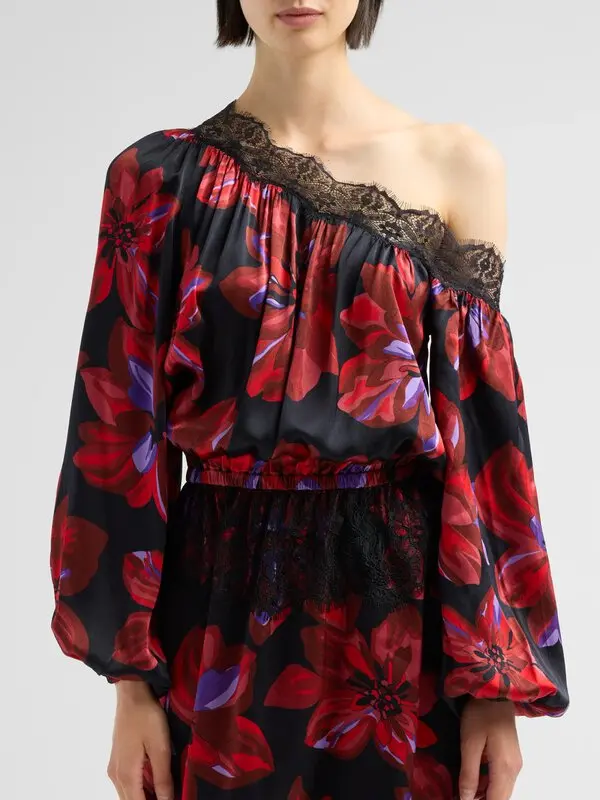 Ramy Brook Gianni Lace-trim One-shoulder Mini Dress
