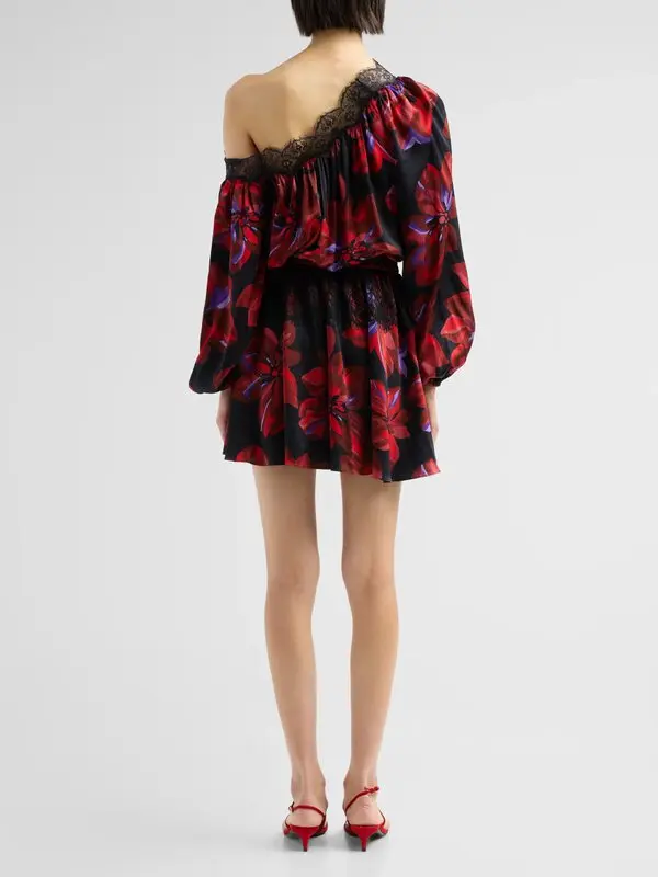 Ramy Brook Gianni Lace-trim One-shoulder Mini Dress