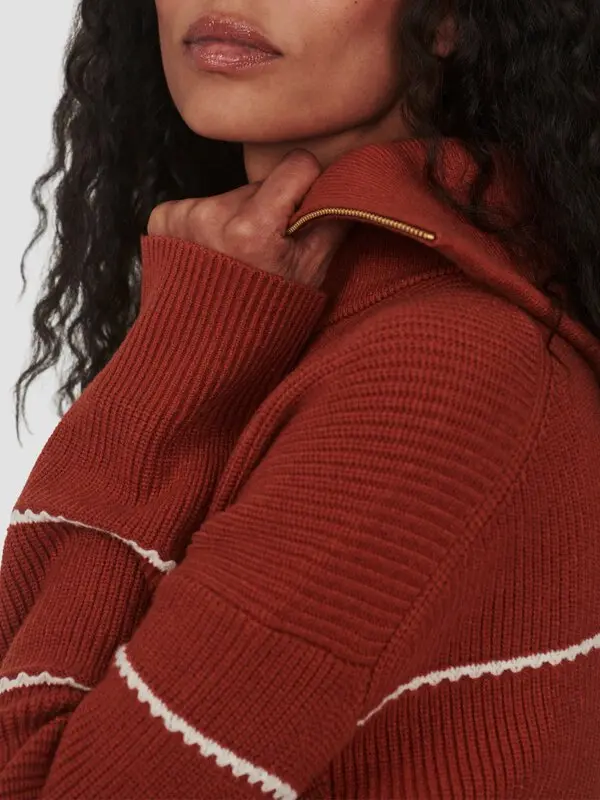 Varley Swanson Striped Zip-front Sweater