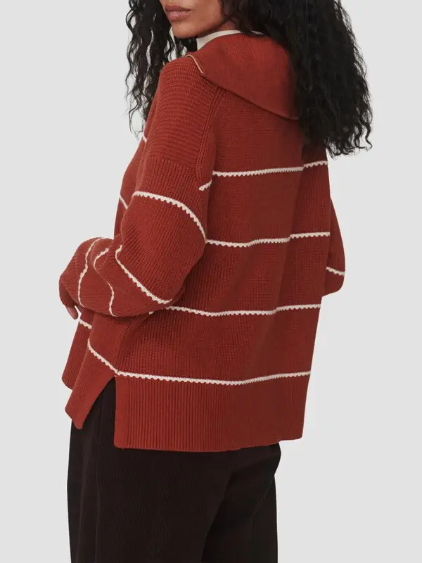 Varley Swanson Striped Zip-front Sweater