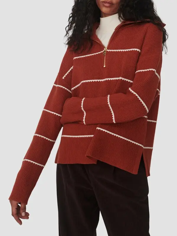 Varley Swanson Striped Zip-front Sweater