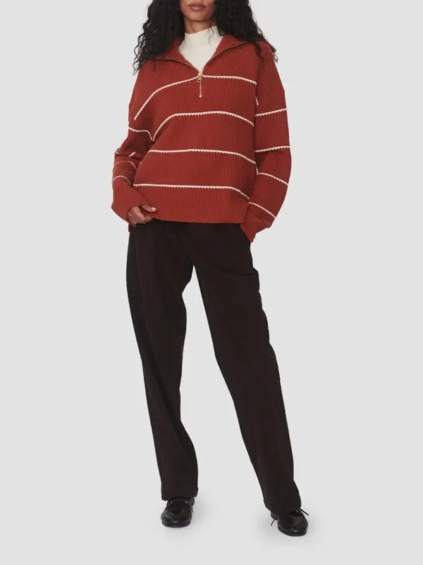 Varley Swanson Striped Zip-front Sweater