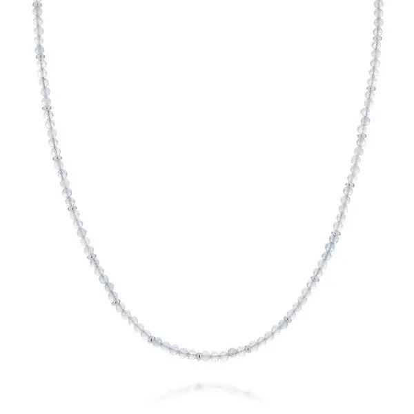 NELLOU JEWELLERY Aquamarine March Birthstone Orbit Necklace Sterling - Silver