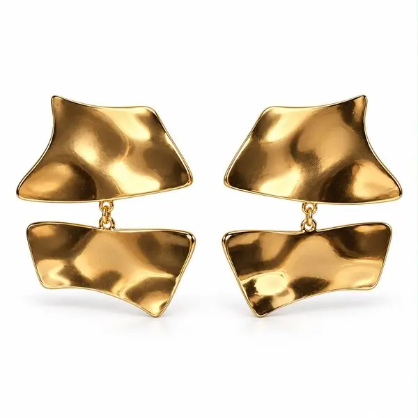  By Ozge Sculpted Wave Statement Drop Earrings - Gold