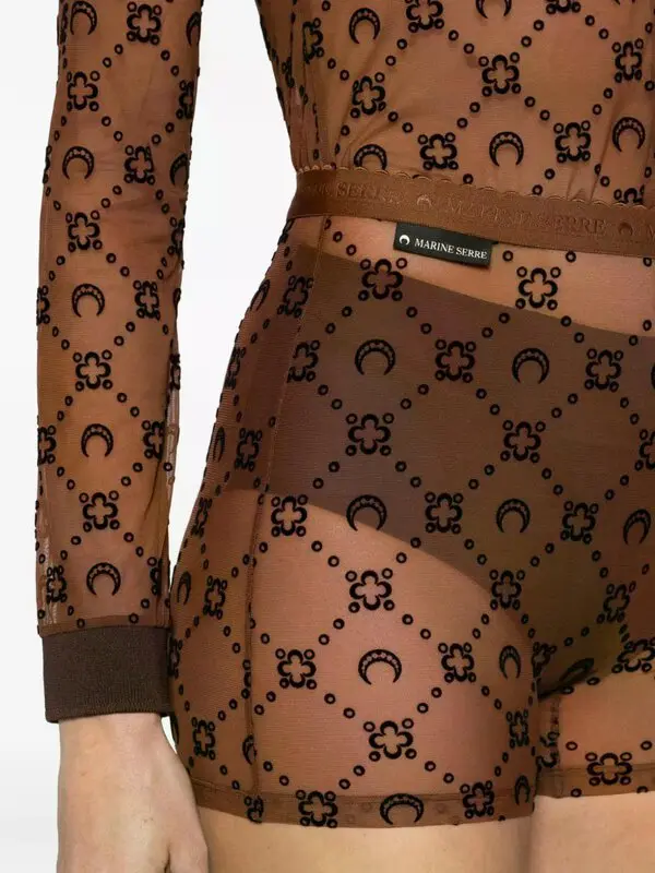 MARINE SERRE Moonogram Mesh Flock Biker Shorts